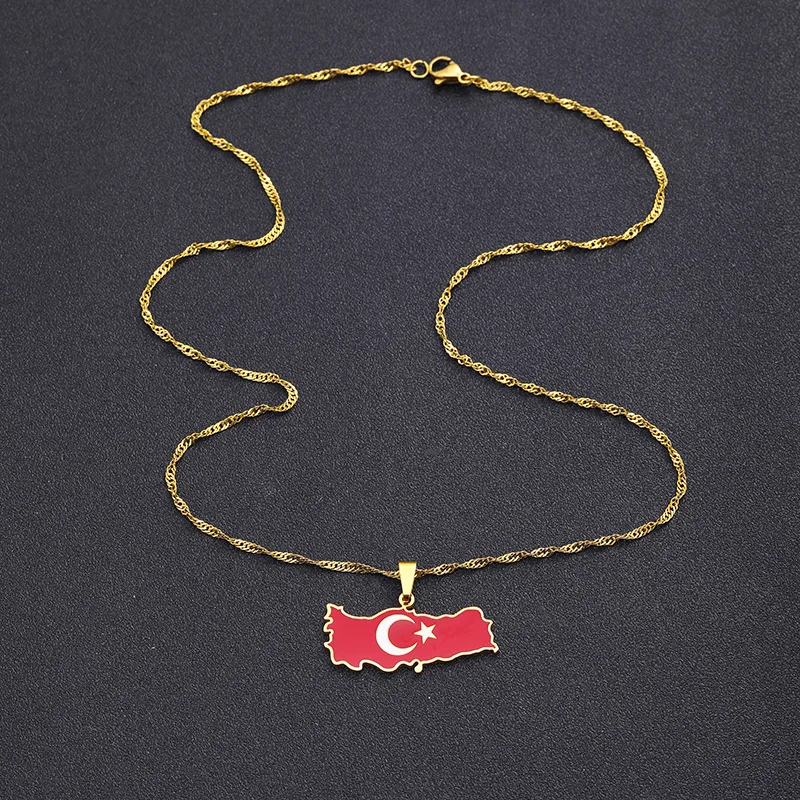 Alibaba.com: Stainless Steel 18K Gold Plated Enamel Turkey Flag Map ...