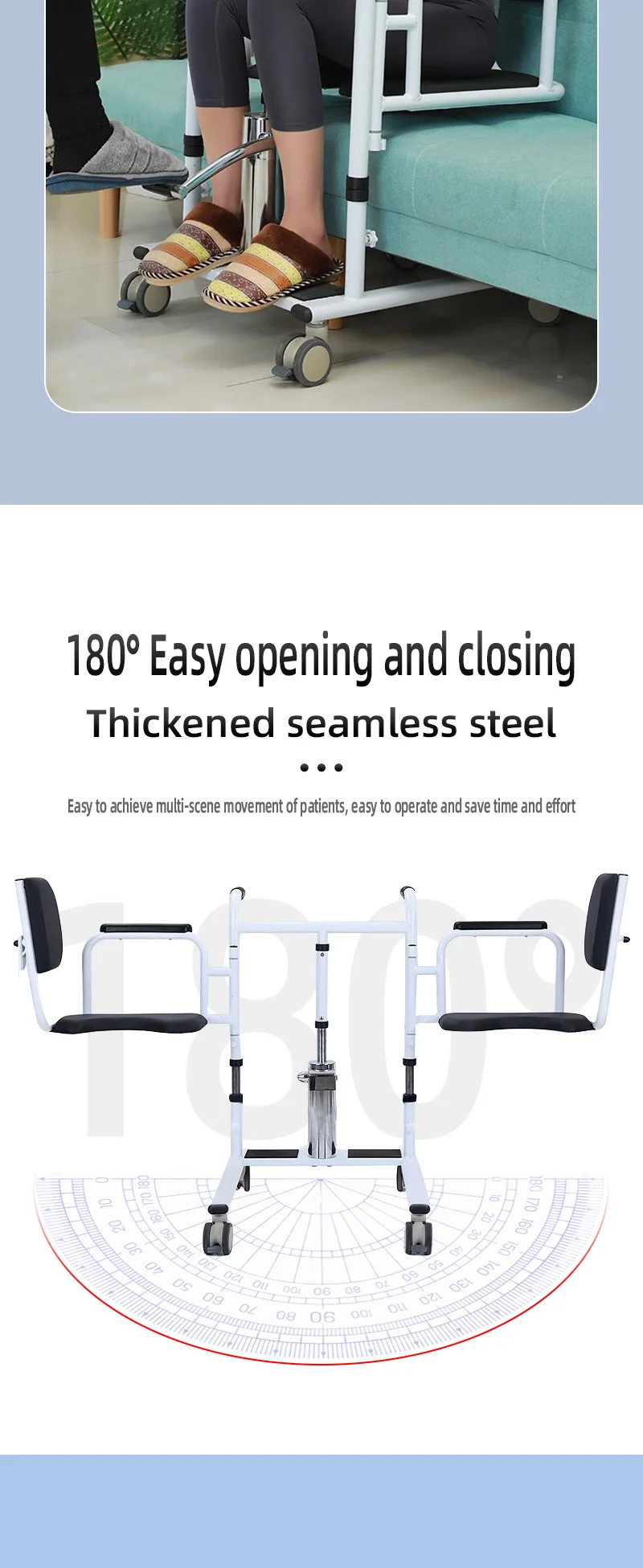 Multifunctional Manual Disabled Patient Lift Transfer Chair