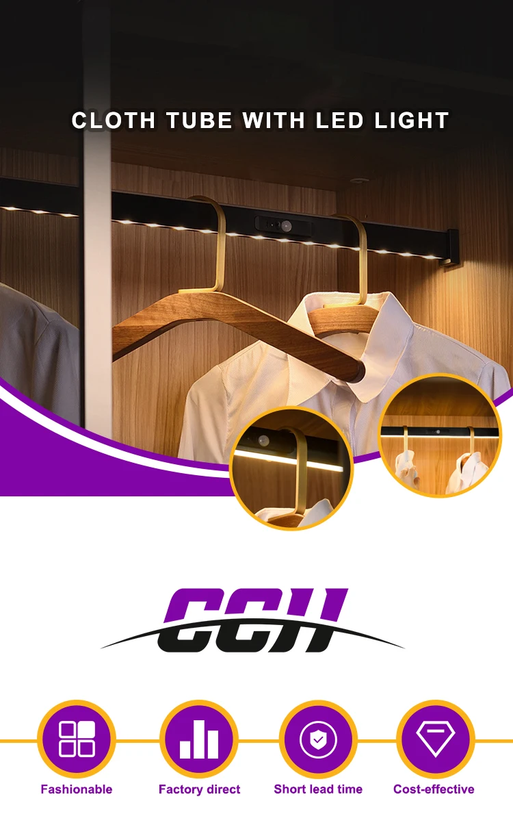 Led Clothes Hanging Rail Aluminum Wardrobe Clothes Rail Wardrobe ...