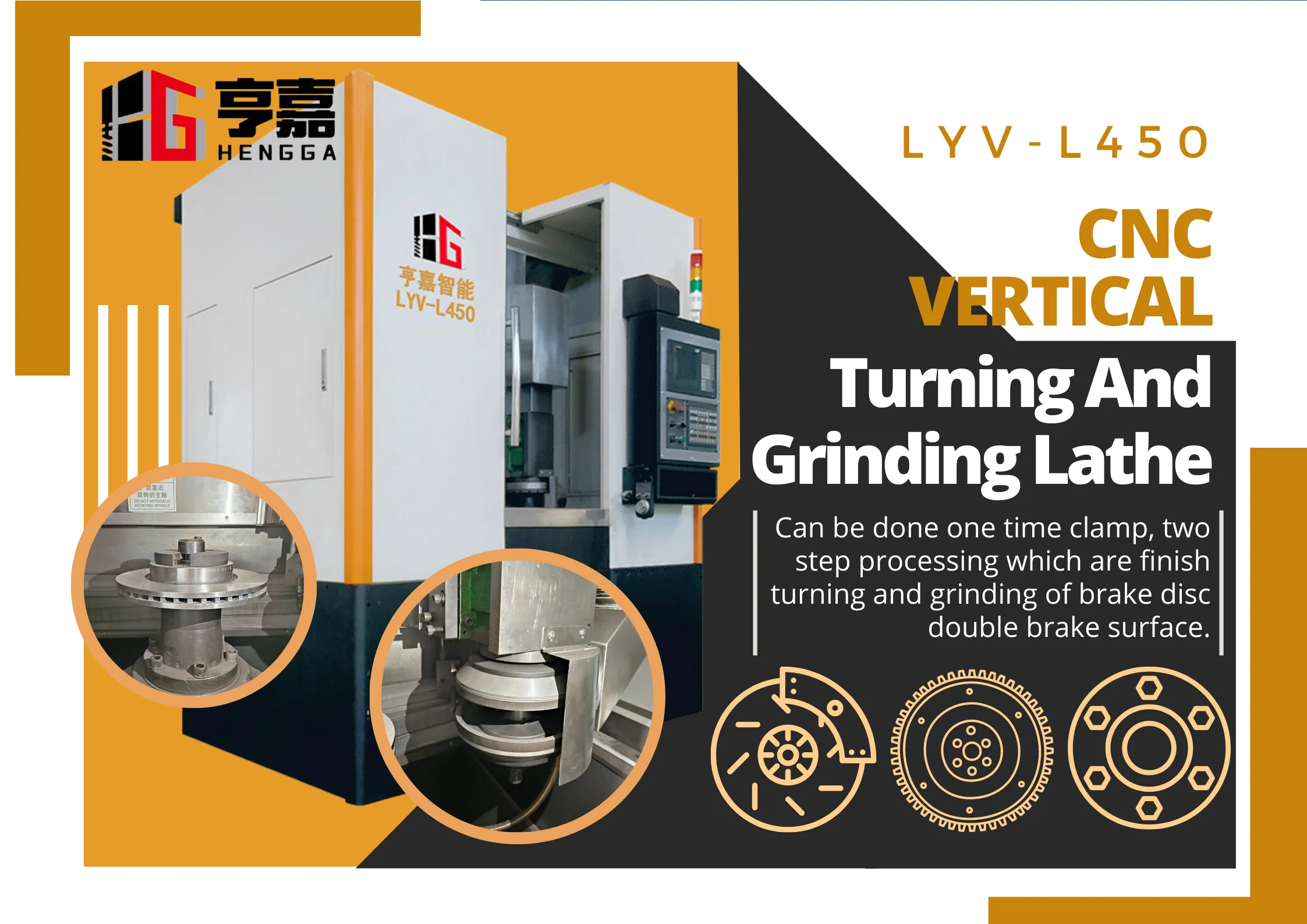 3 Axis Double Column Cnc Vertical Turning Machine Disc Drum Brake ...