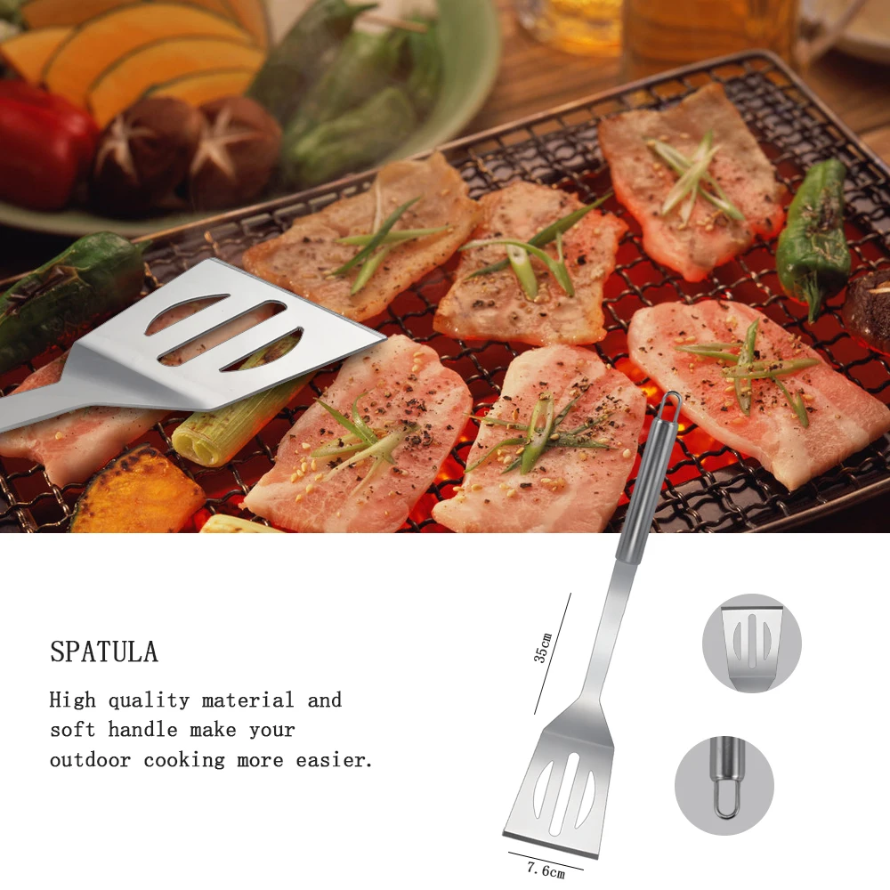 5pcs Non-Stick Stainless Steel Portable Barbecue Kit