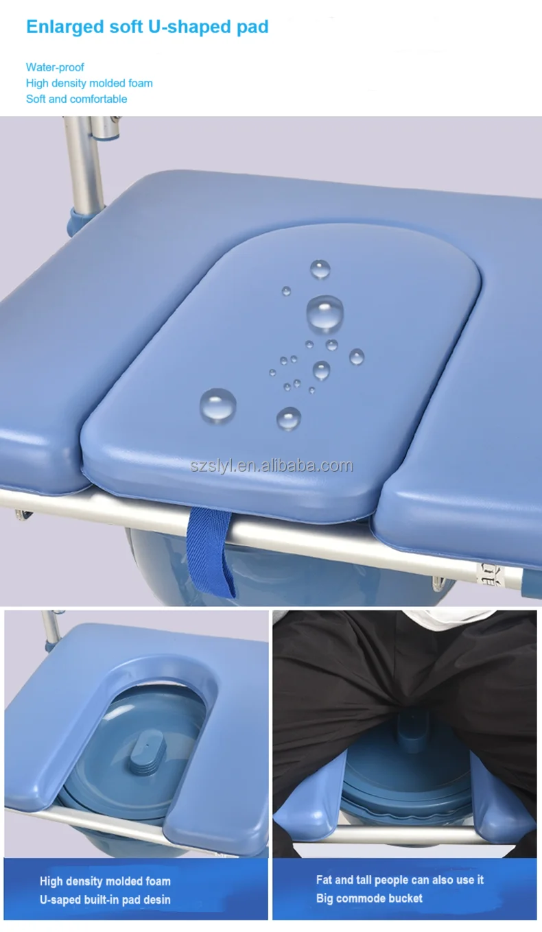 Elderly Toilet Chair Home Nursing Commode Mobile Bathroom Chair For ...