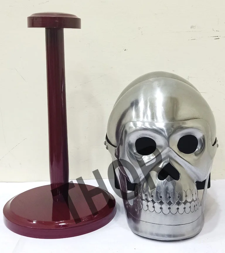 Medieval Skeleton Helmet Full-Face Armor Knight Metal Chrome Finish W ...