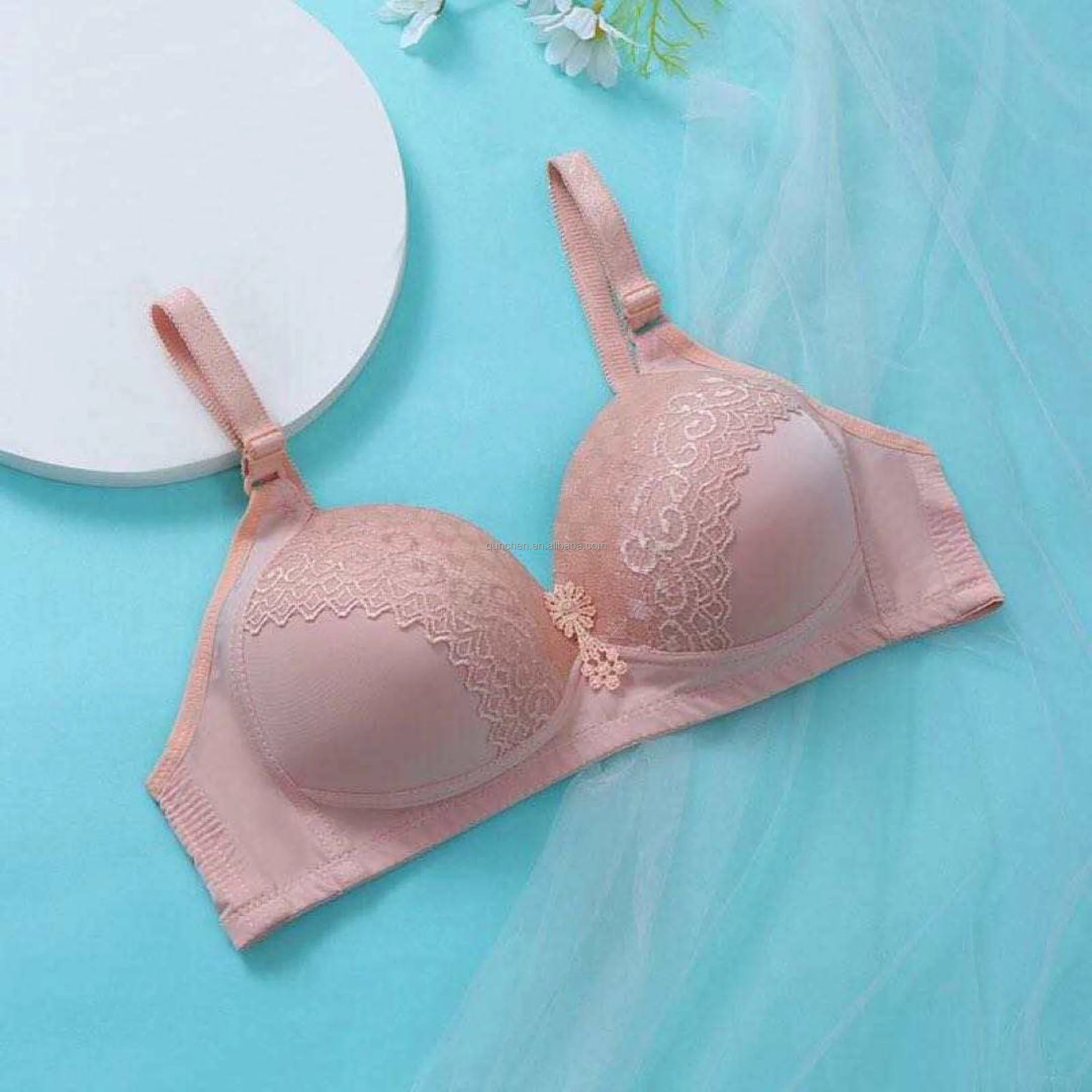 Fashion Simple Solid Color Woman Printed Plus Size Bra Lace Underwear ...