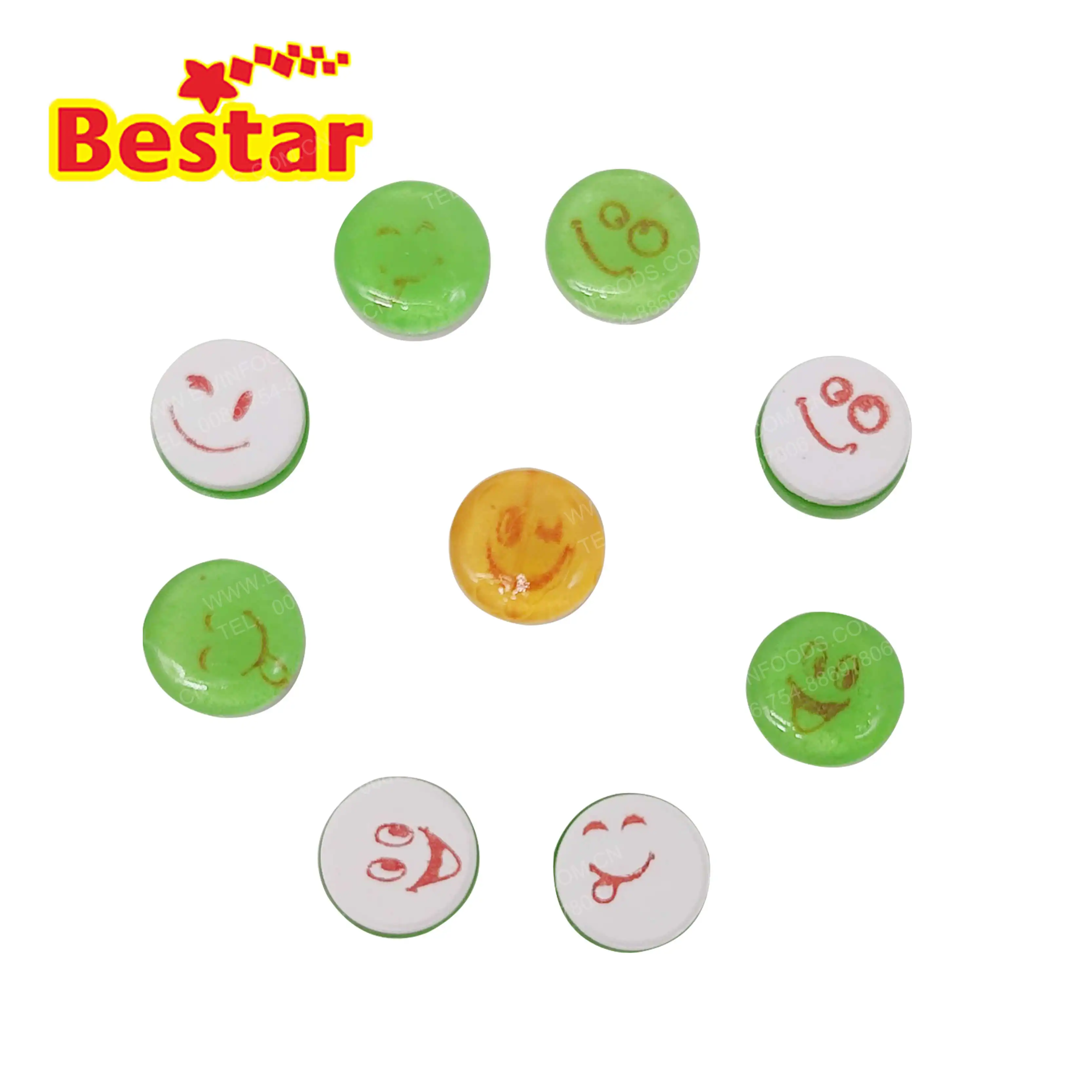 Wholesale Smile Face Candy Double Color Expression Face Tablet Candy ...
