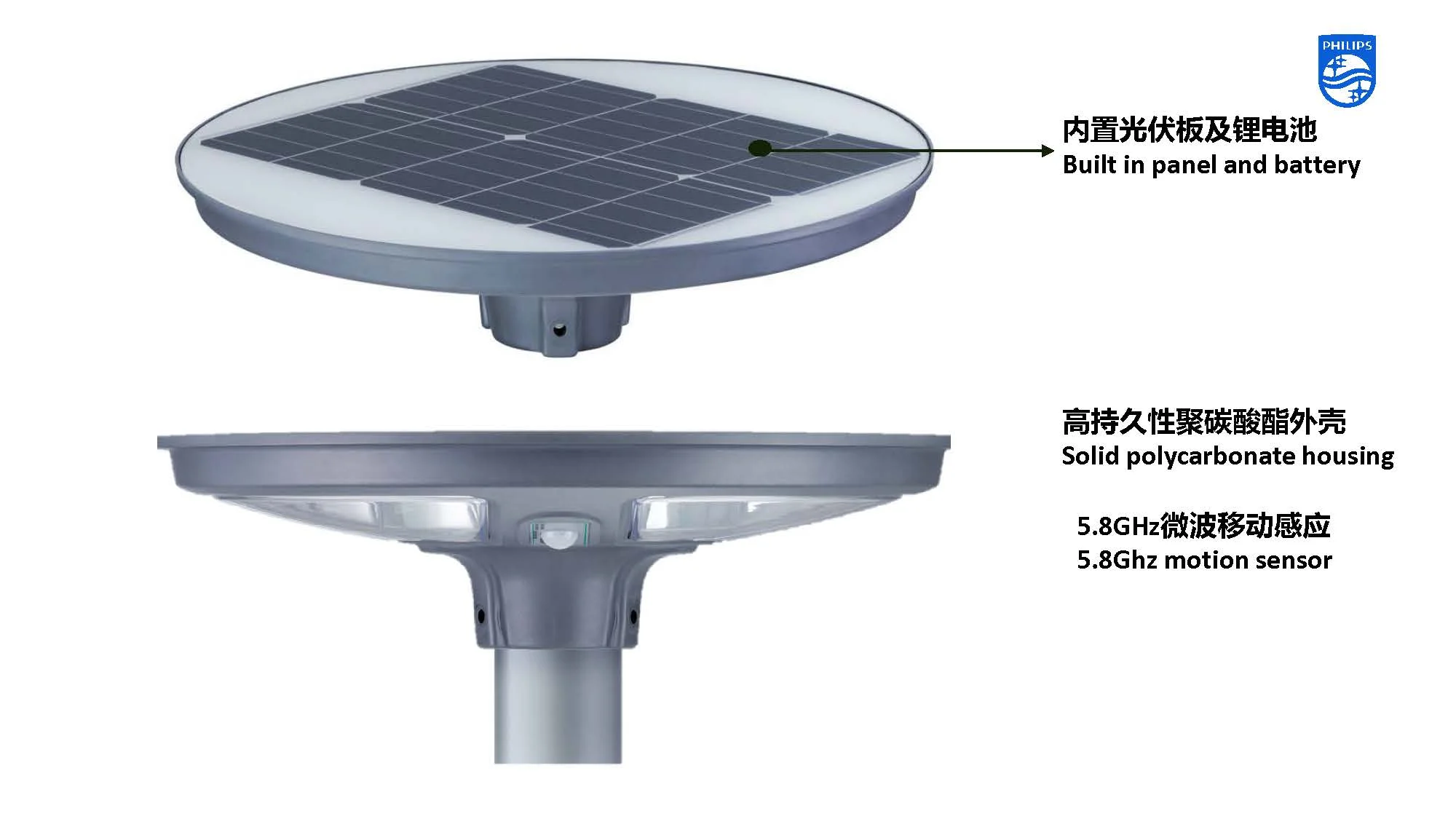 PHILIPS Essential Smartbright Solar Post Top BPC010 LED Light