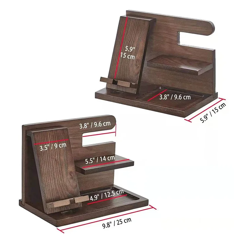 Natural Wood Student Office Desk Cell Phone Charging Holder Glass ...