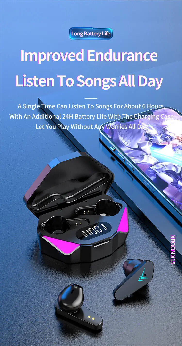 X15 TWS Earbuds - Ultimate Gaming Earphones with Noise Cancelling