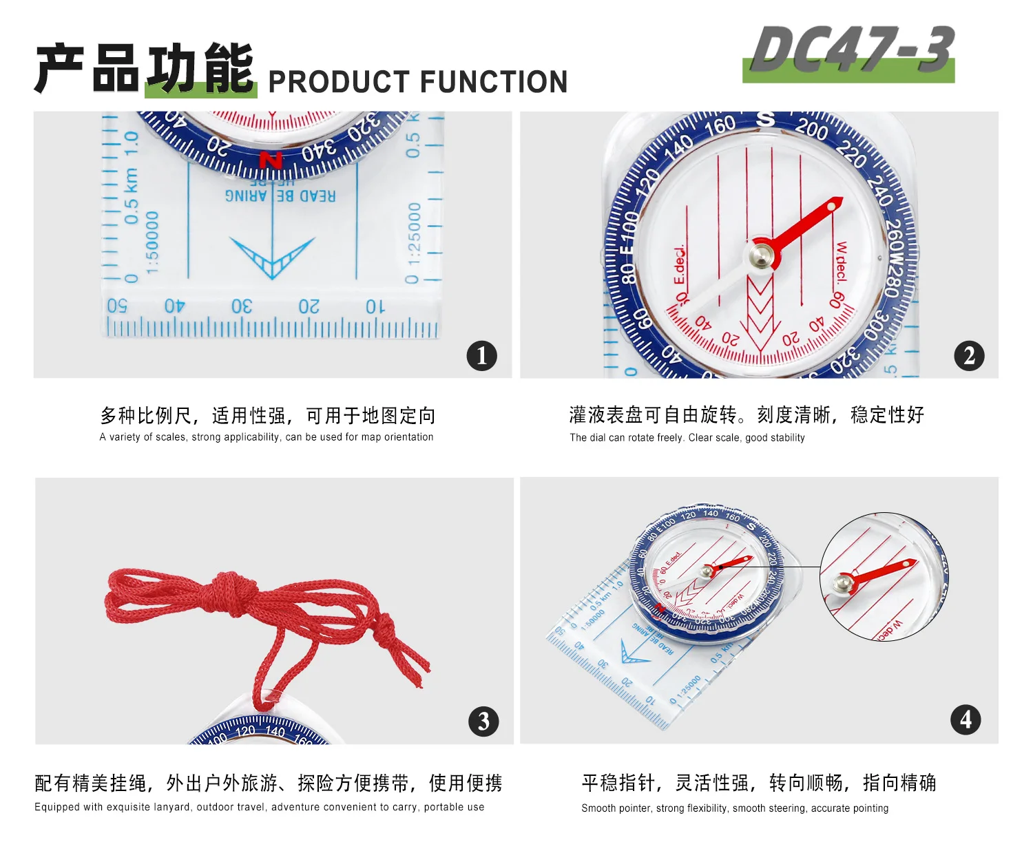 Hiking Backpacking Compass Advanced Scout Compass Camping Navigation ...