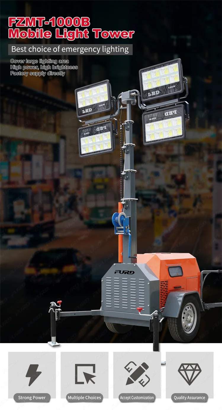 Manual Lifting Mast Lighting Tower Portable Emergency Led Light Tower ...