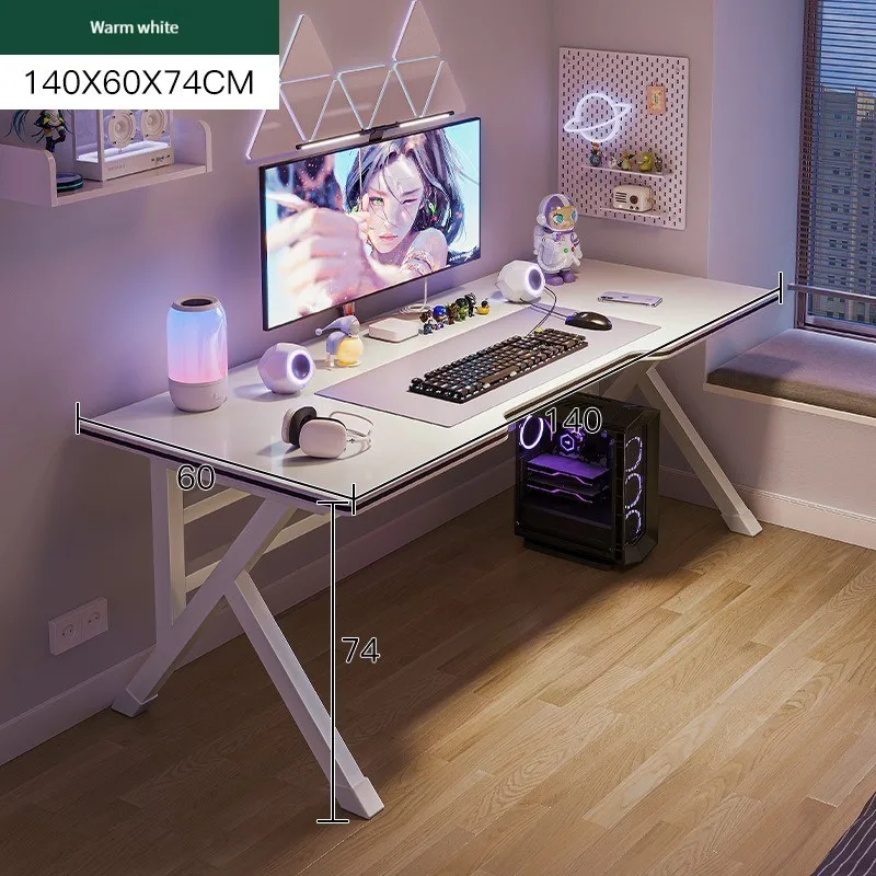 K Shaped Large Desktop Gaming Desk White Simple Home Work Learning ...
