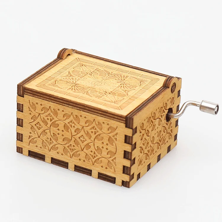 Factory Custom Laser Erngraved Wooden Music Box Rotating Souvenirs ...
