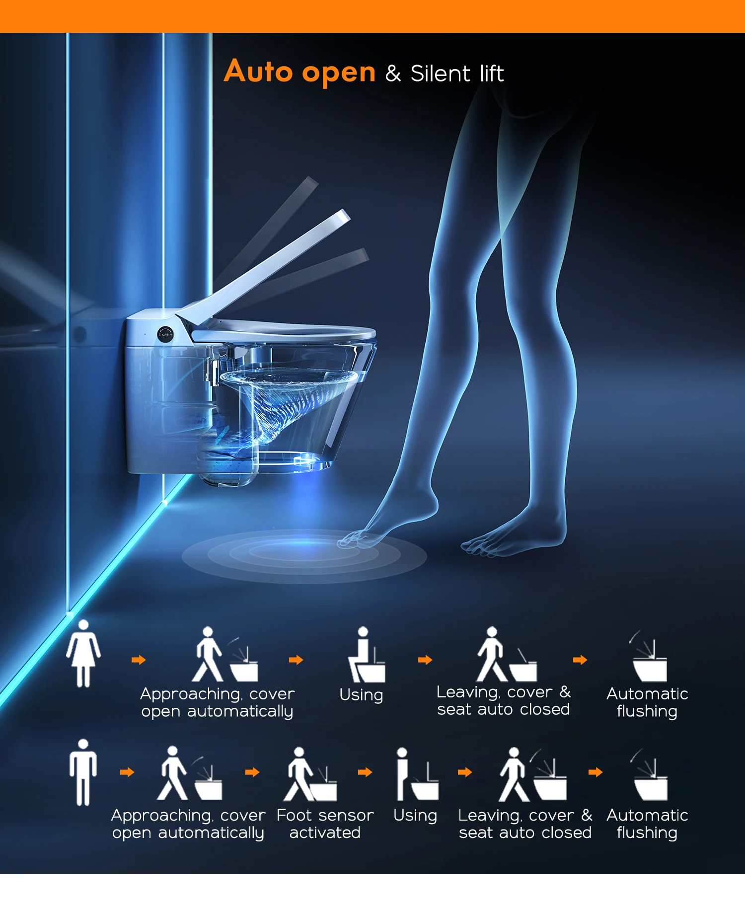 Smart Wall Hang Toilette Hidden Black and White Intelligent Toilet with ...