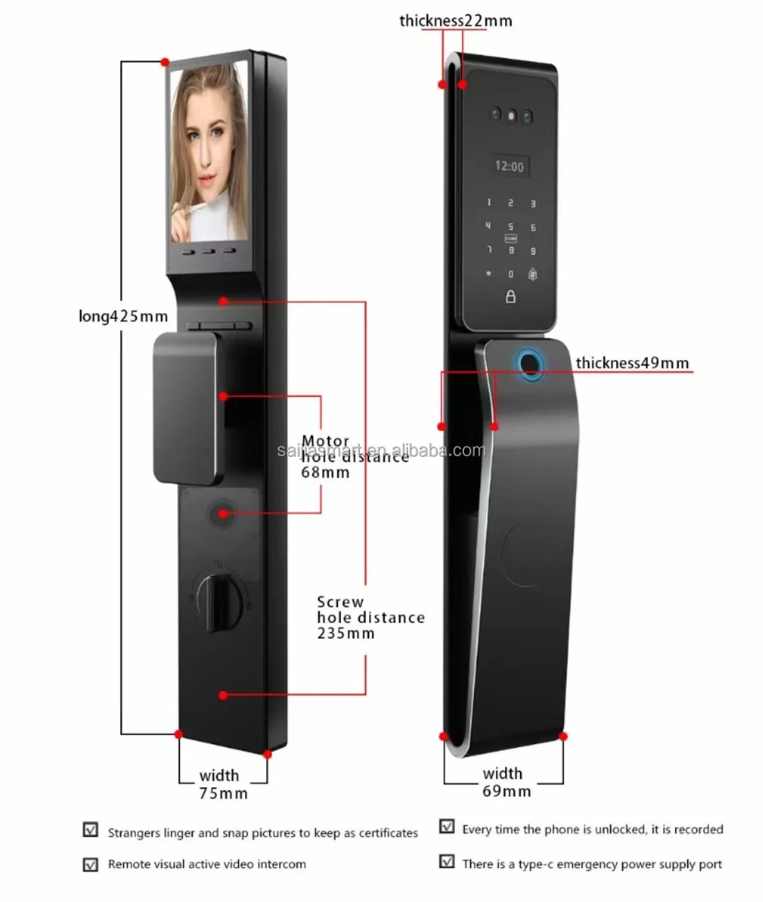 Smart Security Camera Door Lock - SAIJIA 920 Model