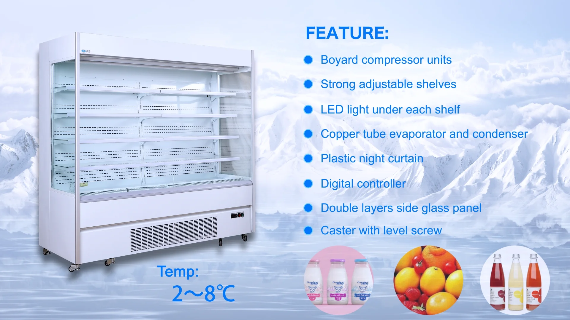 Supermarket Upright Open Beverage Display Chiller Price - Buy Display ...