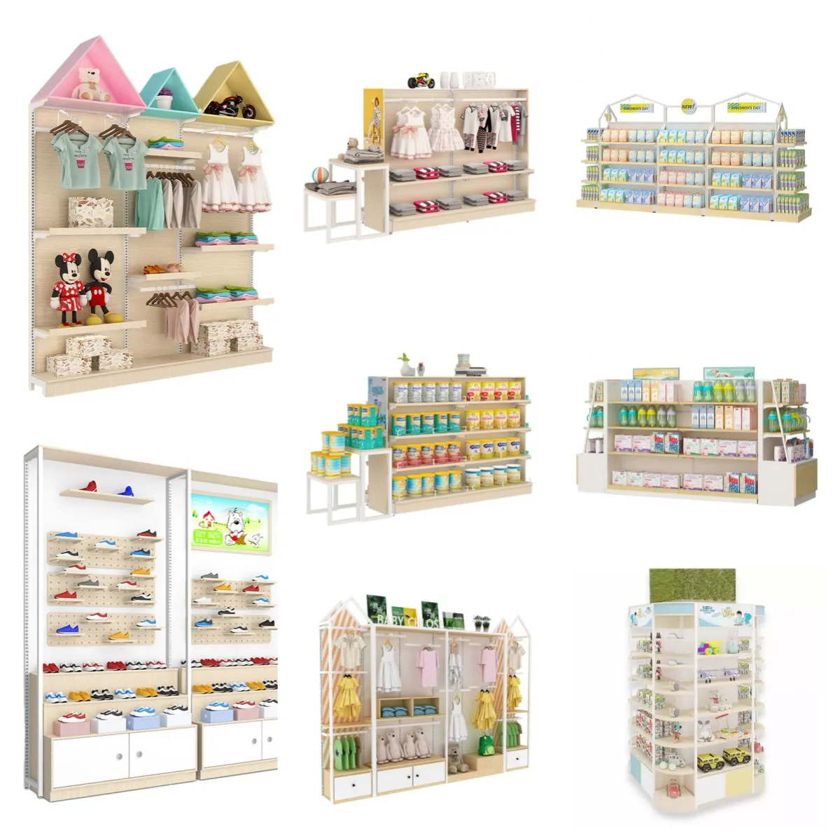 Customized Metal And Wood Boutique Wood Shelf Display Stand For ...