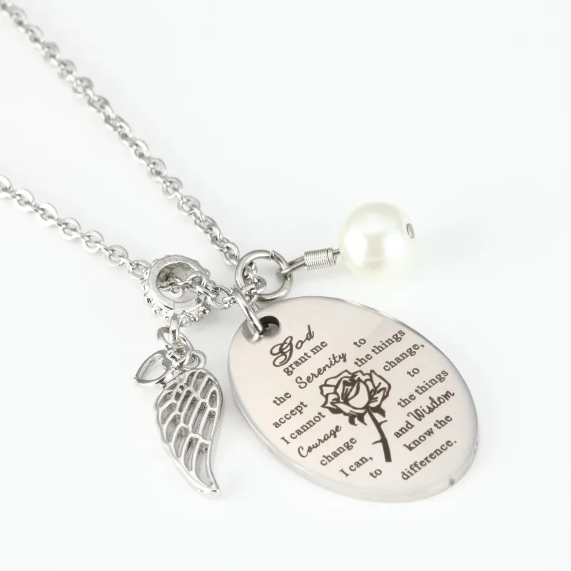 Customized Angel Wings Necklace With God Grant Me The Serenity Rose ...