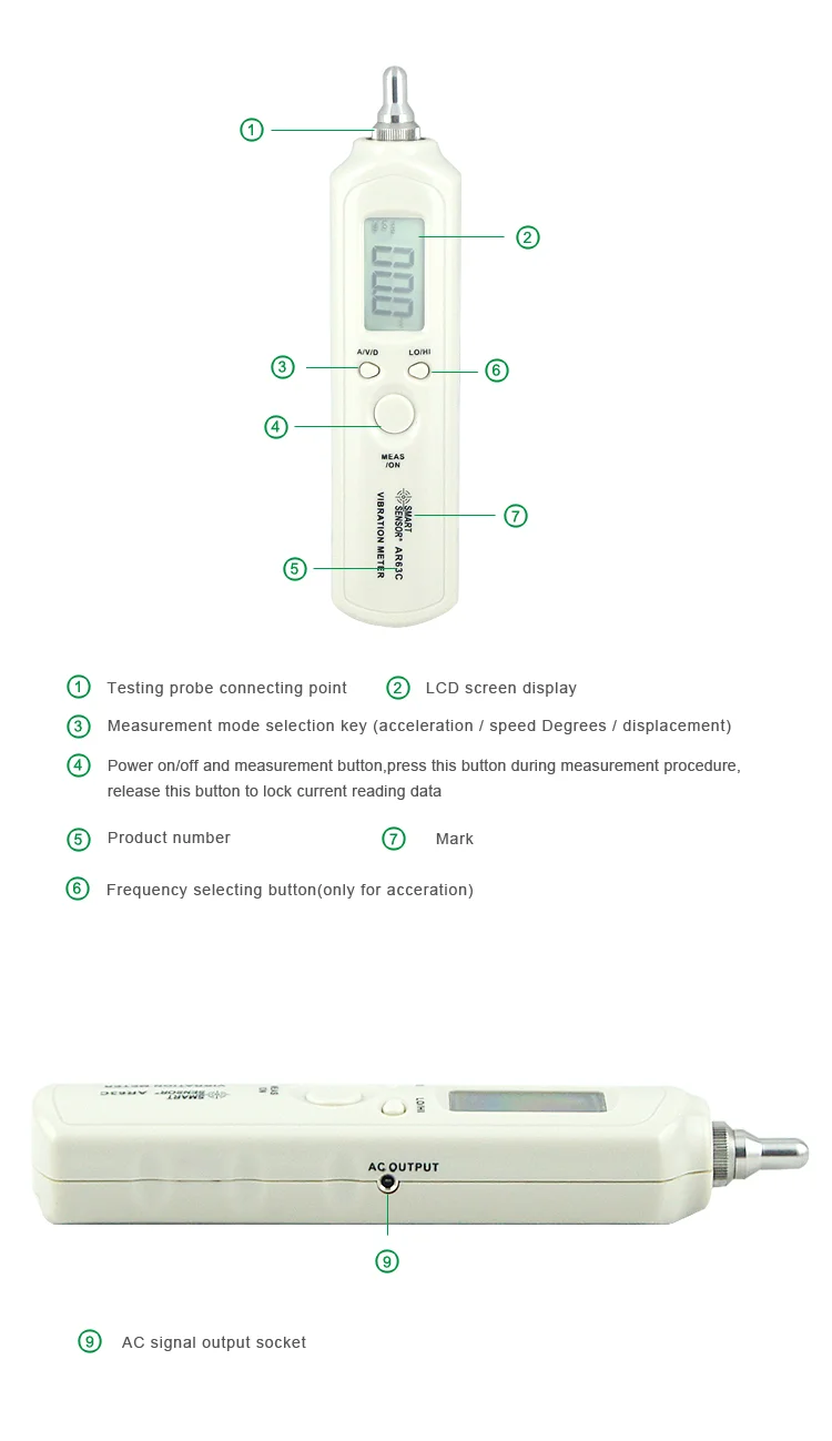 Pen Type Digital Vibration Measurement Instrument Seismometer Detector ...