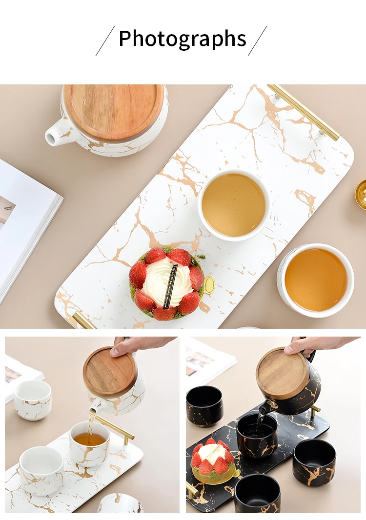 Luxury Modern Teapot 4 Piece Tea Cups Porcelain Coffee Tea Cup Sets ...