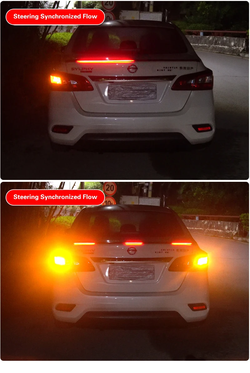 Car Rear Roof Lip Spoiler Strip Waterproof Red Brake Warning Stop Lamp ...