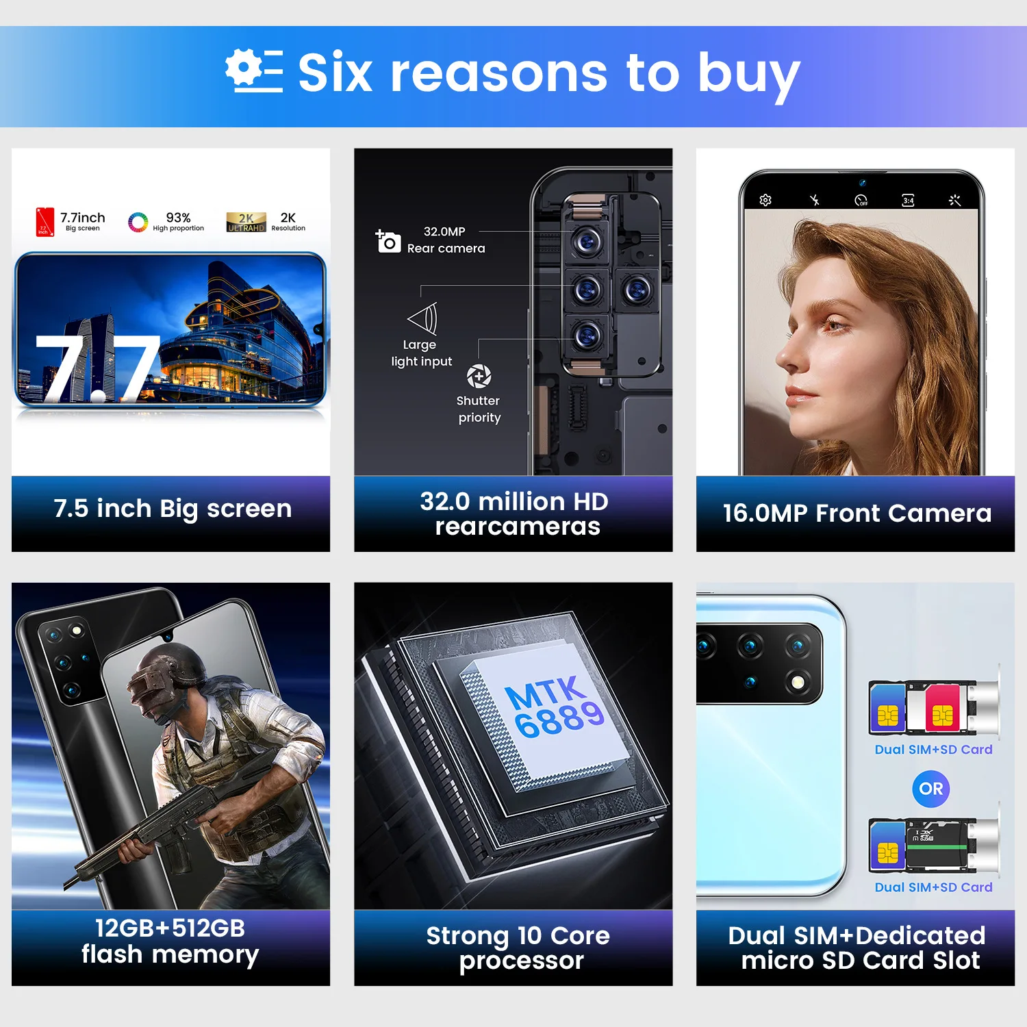 Android Cell Phone S20 Plus Tecno Phone 7.5-inch Large Screen Unlocked ...