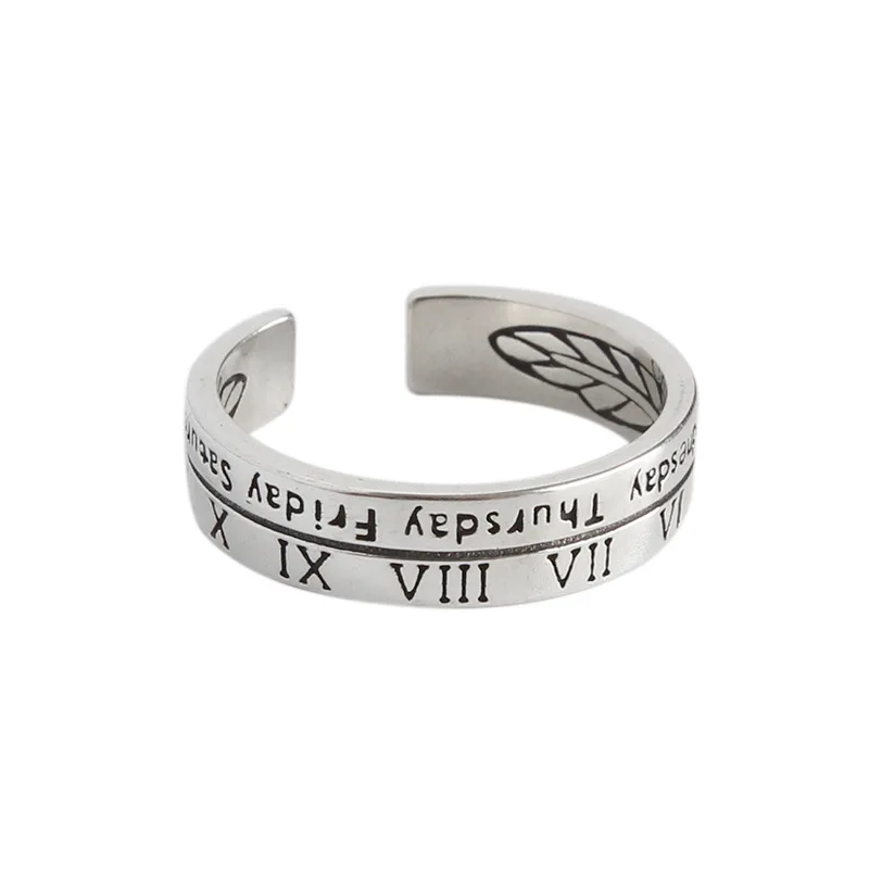 Retro English Letters Numbers 925 Sterling Adjustable Ring - Buy Dainty ...