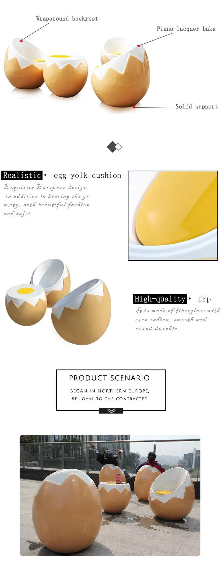 Egg Shell Dining Lounge Chair - Modern Restaurant Furniture