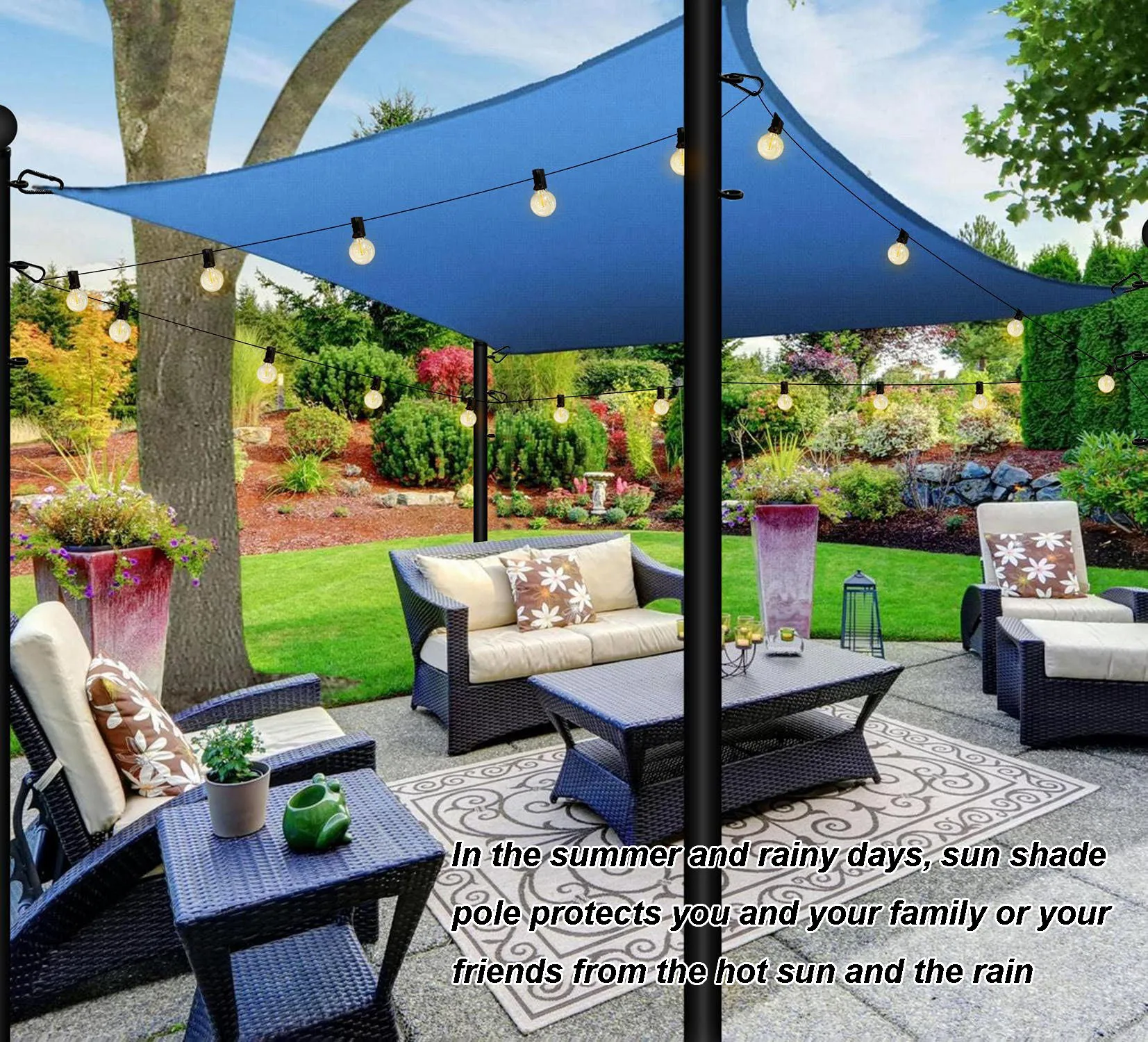 JH-Mech OEM Upgraded Powder Coated Metal Canopy Sail Shade Post Pole ...