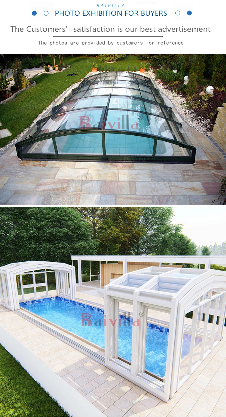 Prefabricated Polycarbonate Glass Enclosure Swimming Pool Cover ...