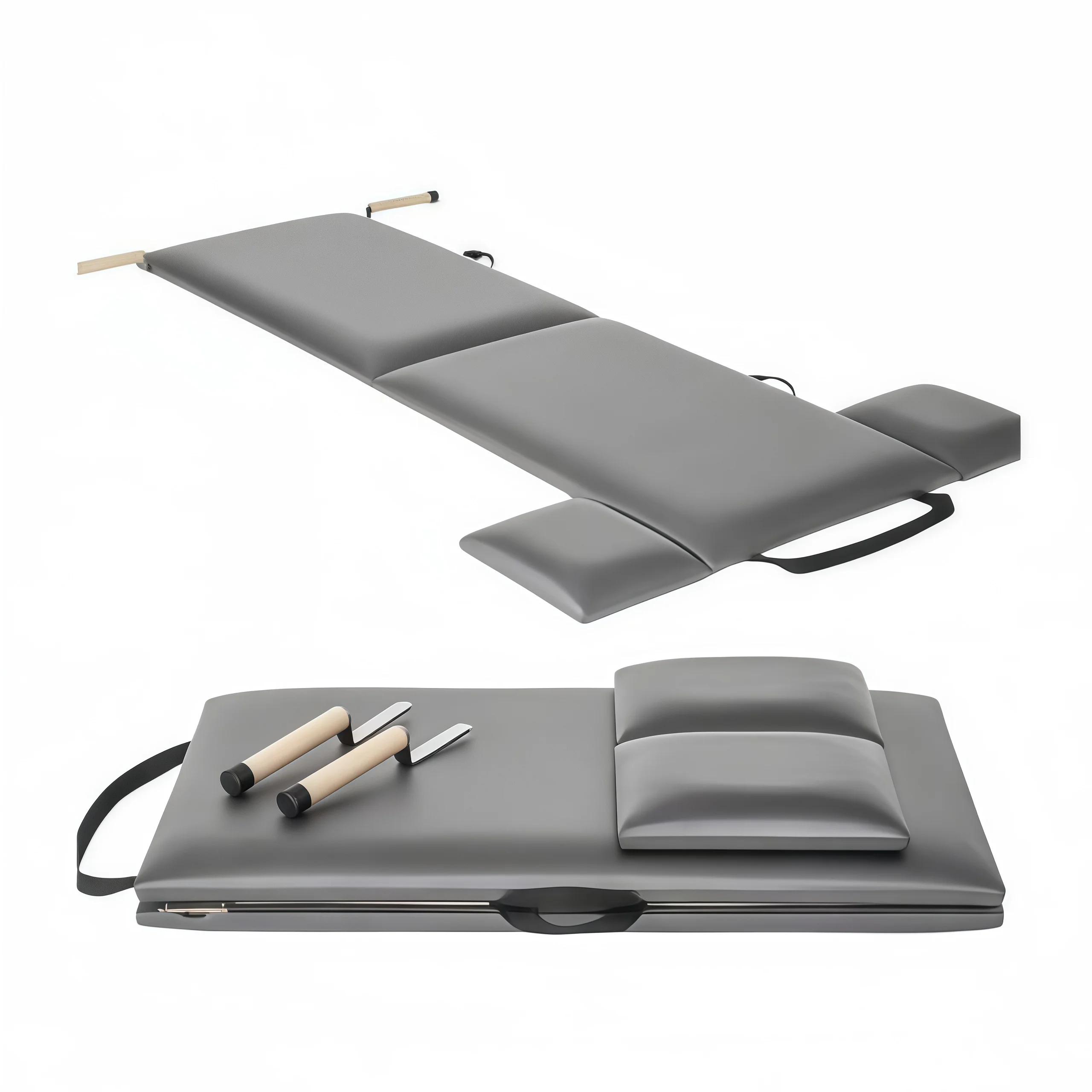 Wood Foldable Yoga Pilates Reformer Mat with Handles-Portable Pilates ...