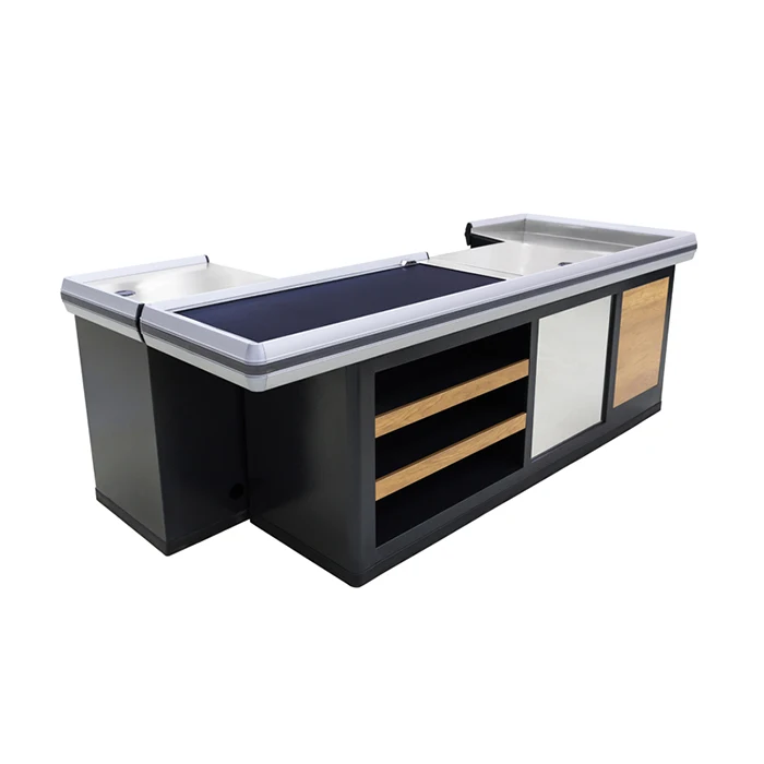 Supermarket Retail Stainless Electric Checkout Counter with Conveyor ...