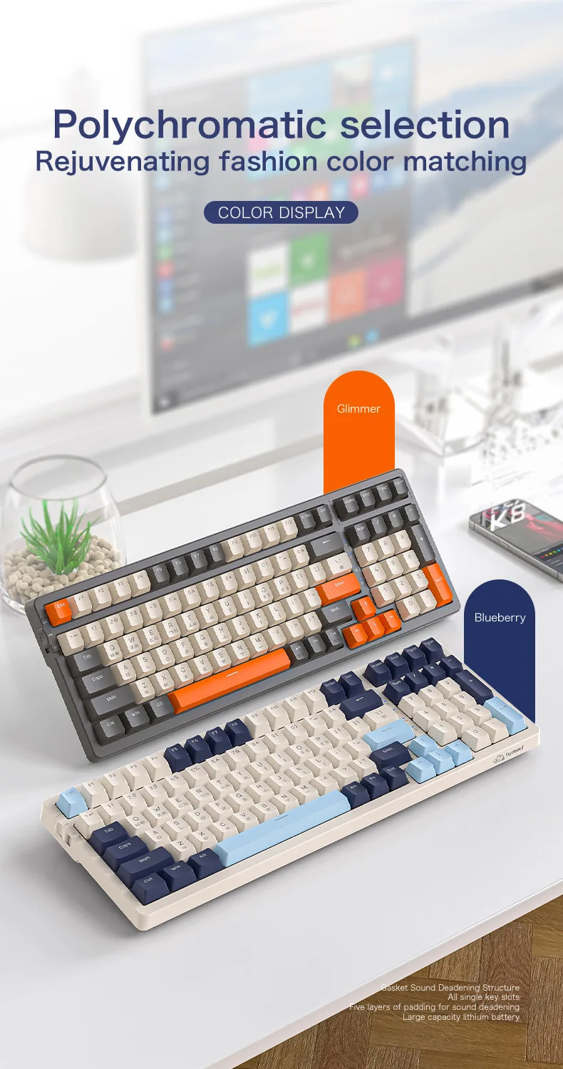Free Wolf K8 Korean Mechanical Keyboard - Wireless & Ergonomic