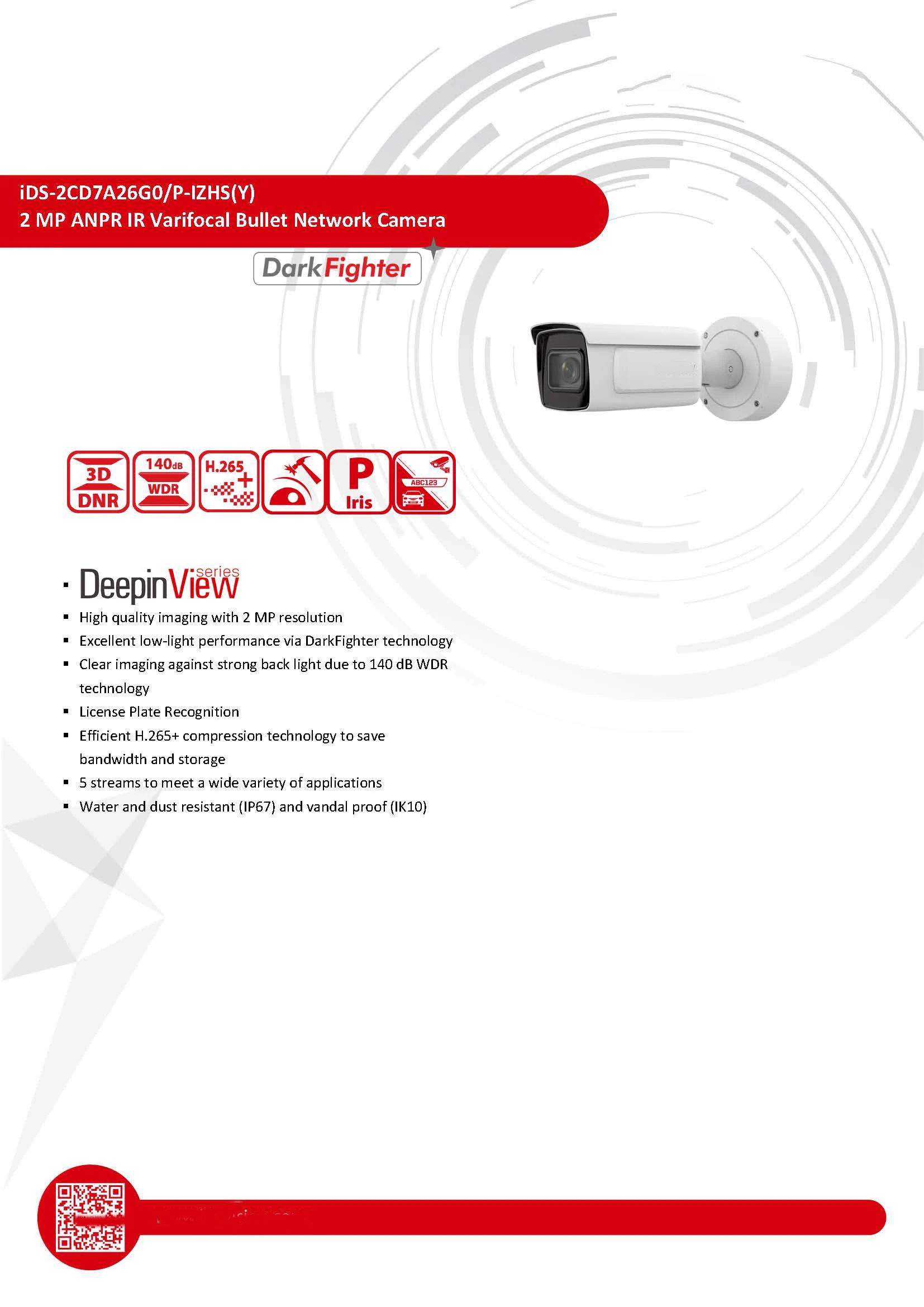 Hik Original IDS-2CD7A26G0/P-IZHSY 2MP DeepinView ANPR Moto Varifocal ...