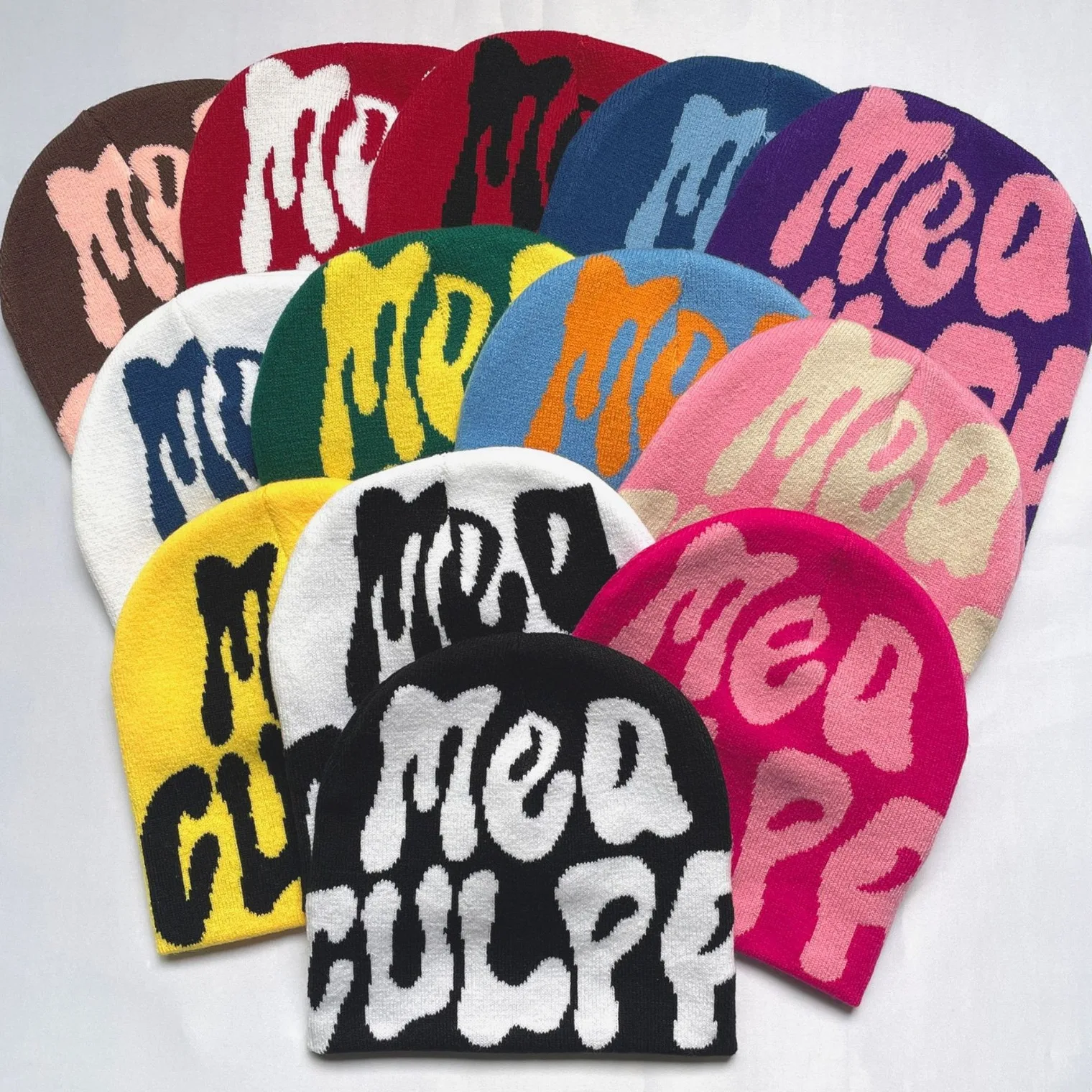 Custom Logo Y2K Acrylic Knitted Beanies - Winter Hats