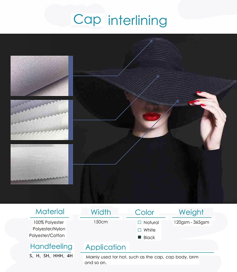 Eco-friendly High Quality 260gsm Cotton Cap Interlining Woven Fusible ...