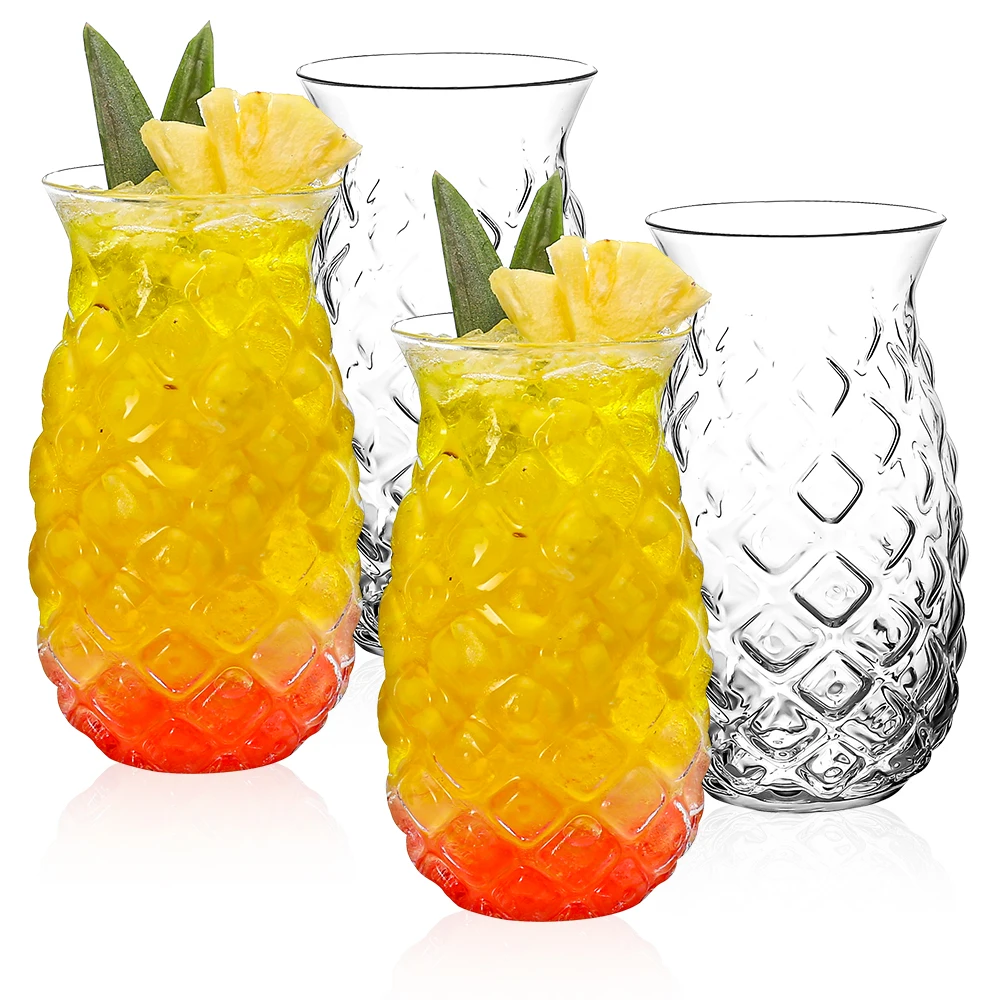 Creative Tiki Pineapple Shaped Glass Cup Clear Bar Glassware Stemless ...