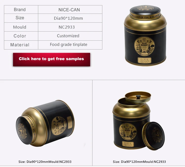 Luxury Round Tea Tin Can with Airtight Double Lid - Customizable