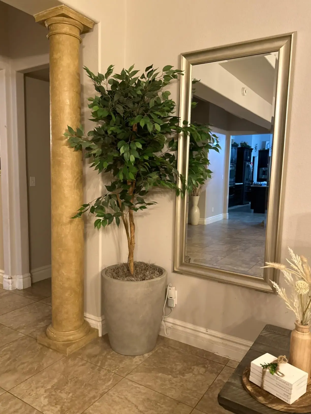 Artificial Banyan Tree Ficus Tall Faux Trees Indoor with Natural Trunk ...