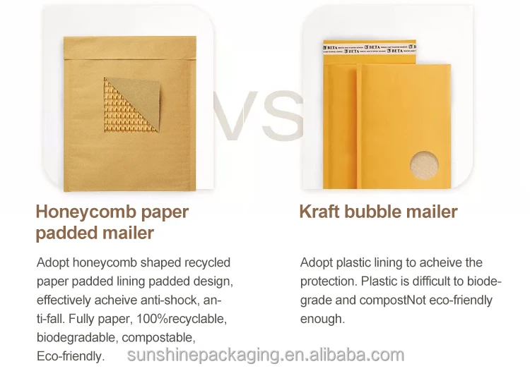 Custom 100% Compostable Honeycomb Padded Kraft Paper Express Envelope ...