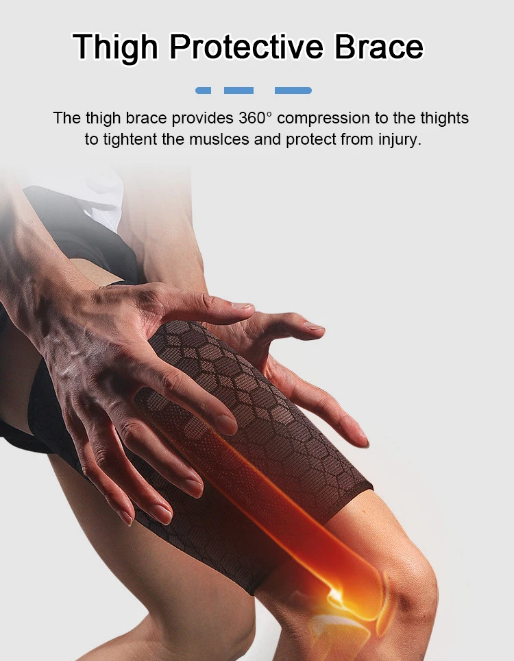Elastic Nylon Compression Hamstring Leg Knee Support Brace Upper Thigh ...