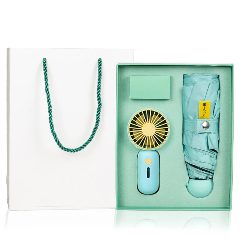 Custom Promotional Gift Sets Small Fan and Umbrella Gift Set Business ...