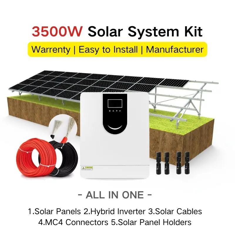 GCSOAR 3.5KW Hybrid Inverter Solar Power System Kit with Pv Array ...