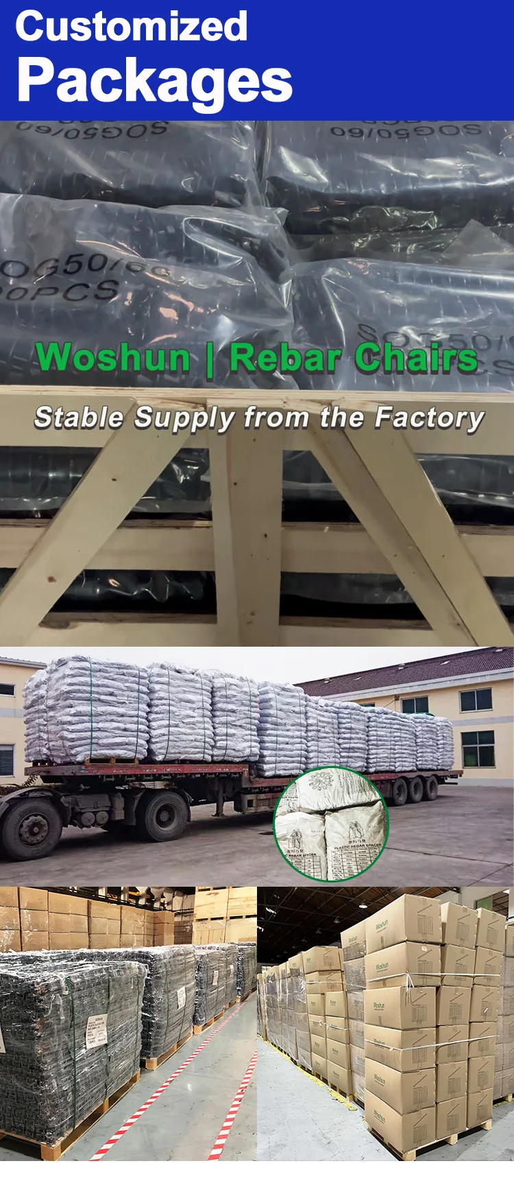Woshun 1/2" - 4" 15mm - 100mm Clip-on SOG & TMP Rebar Chair Slab on ...