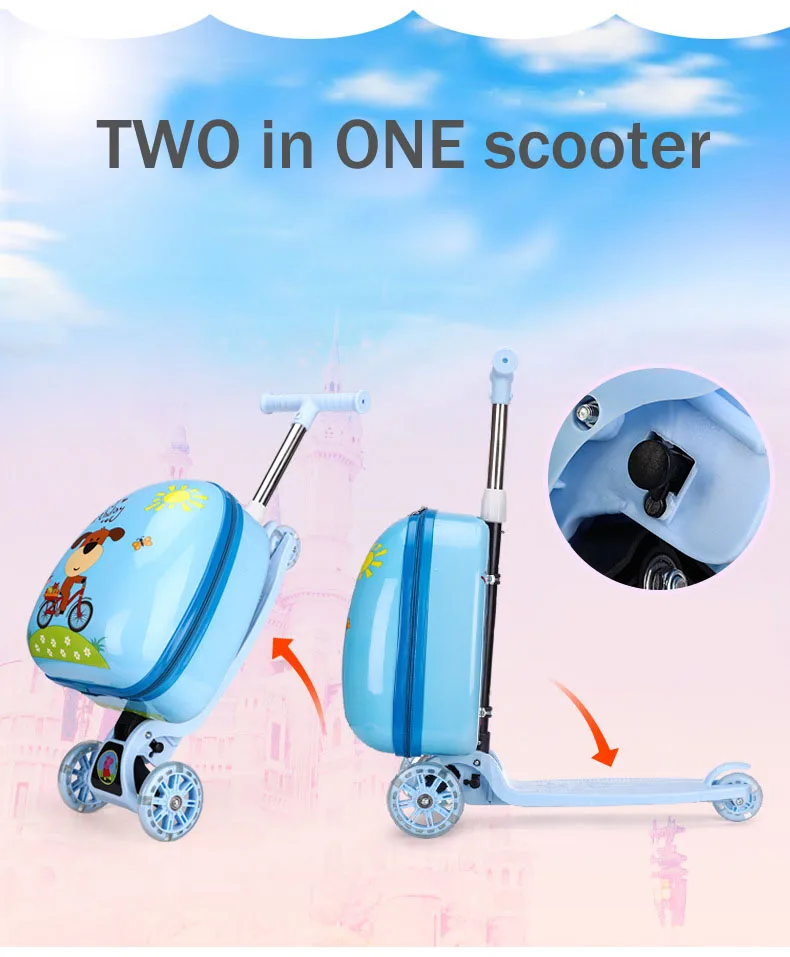 Twinkle Cute Kids Small Scooter Suitcase Lazy Trolley Bag With Wheels ...
