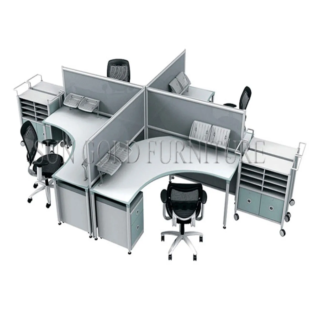 Standard Size Office Furniture 4 Seater Office Table Modern Computer ...
