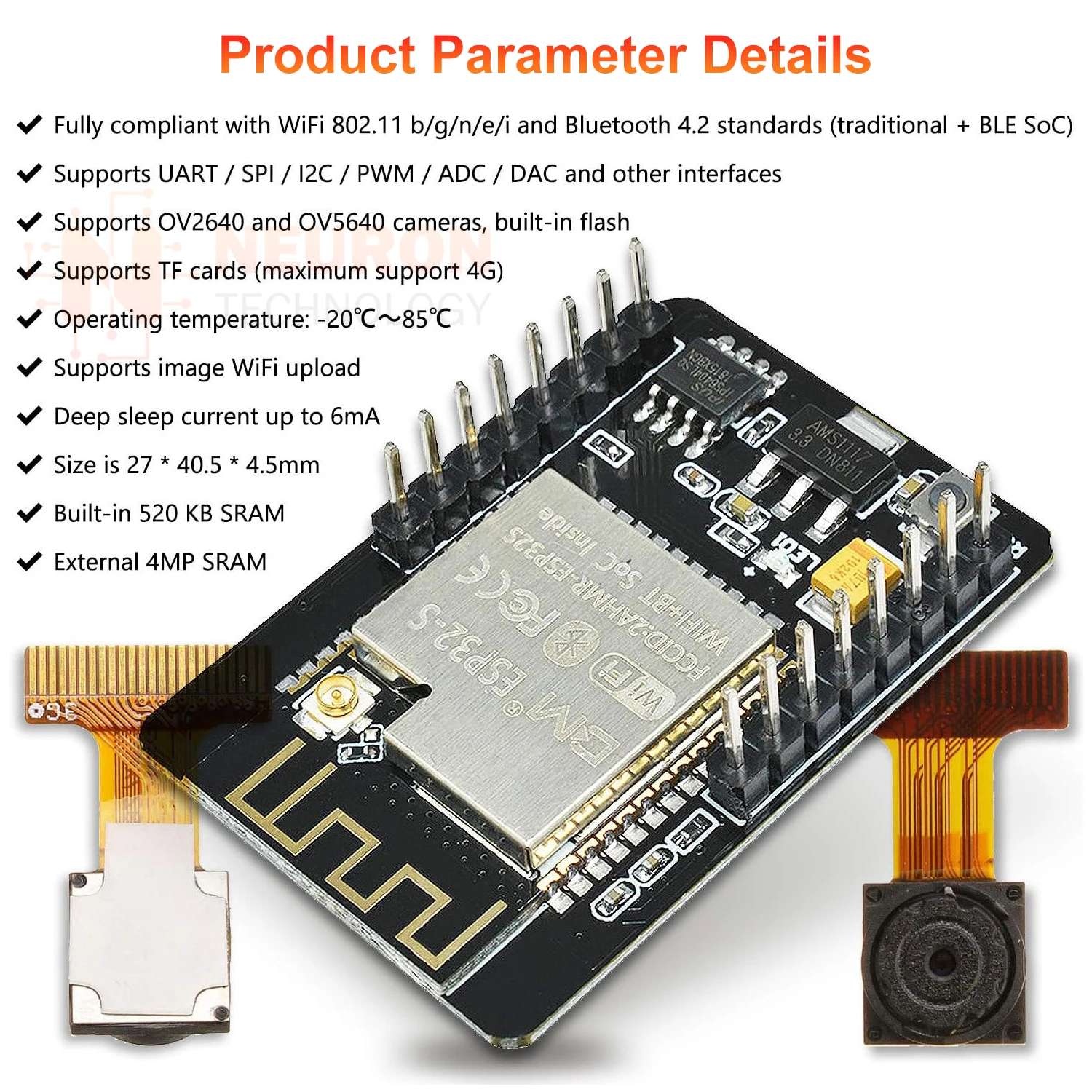 Esp32 Cam Wireless Iot Wifi Bluetooth Development Board With Ov2640