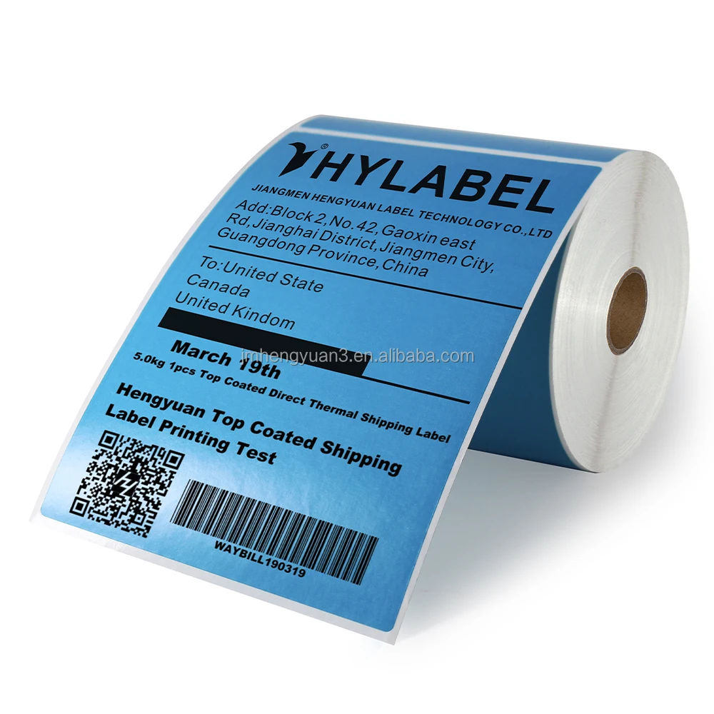 Custom Blue Color Printed Label Thermal Transfer Waybill Adhesive Label ...