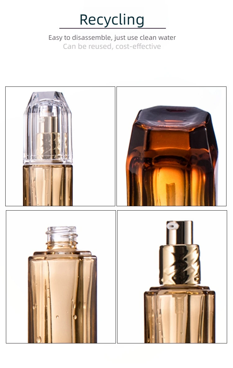 Luxury Glass Skincare Kit Packaging 30ml 40ml 60ml 80ml 100ml 120ml Custom Cosmetic Lotion Serum ...