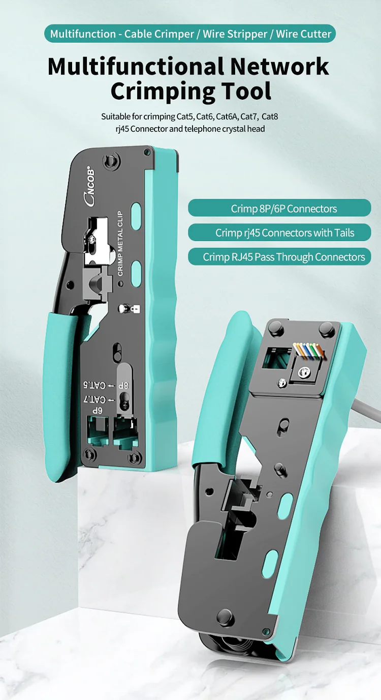 Rj45 Pass Through Crimping Tool For Cat8 Cat7 Cat6a Cat6 Cat5e Ethernet ...