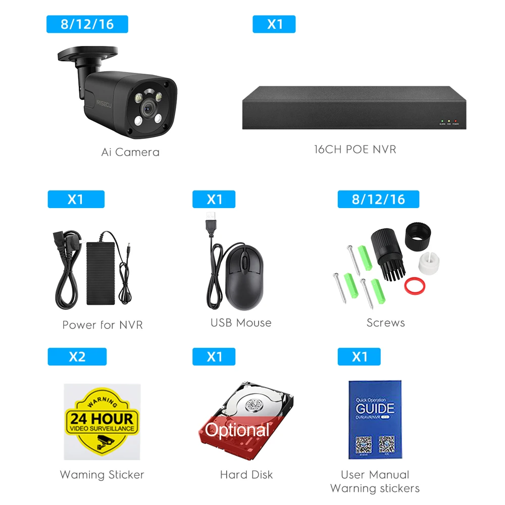 16 Channel 4k Cctv Surveillance System Day Night Security Camera Wired ...